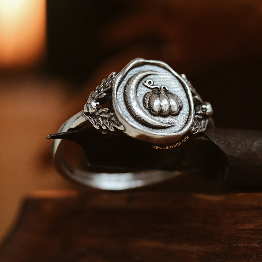 Shop Dixi Autumn Inspired Jewelry | Pumpkin & Crescent Moon Ring