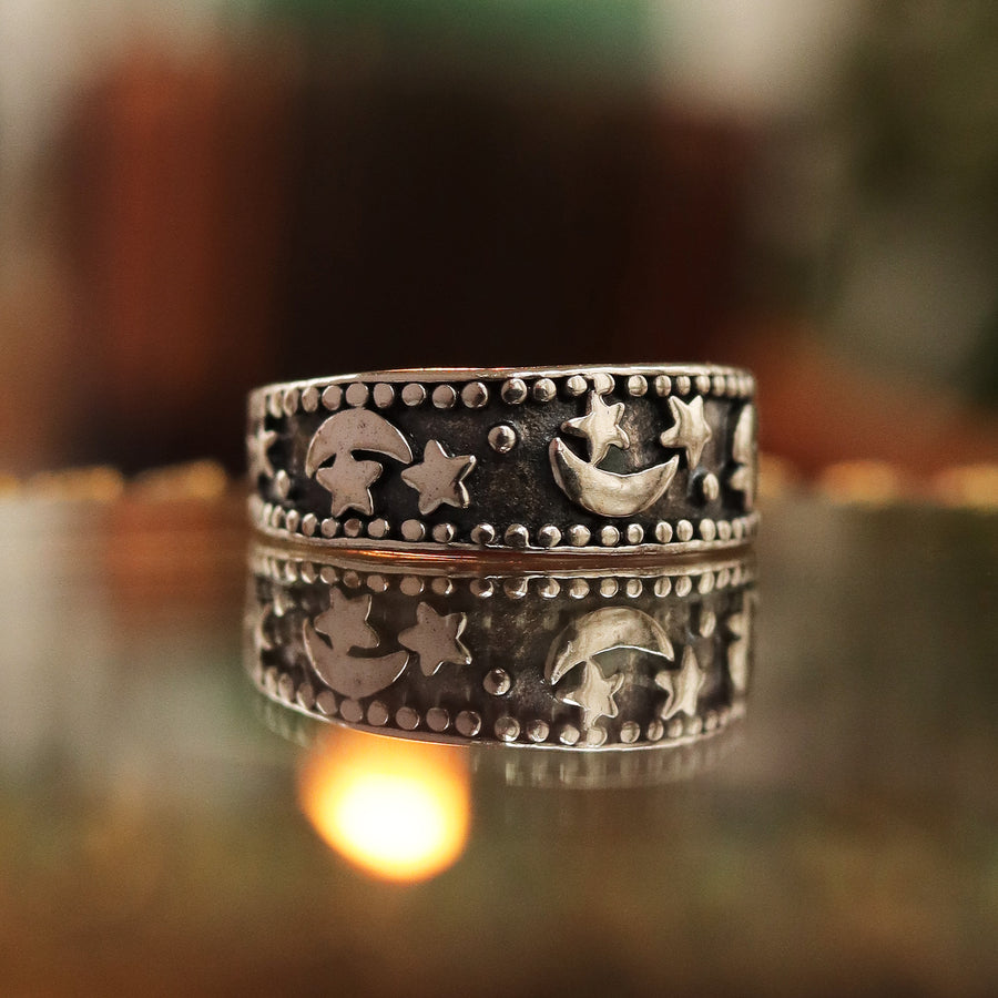 Shop Dixi Jewelry | Witchy Moon & Stars Pinky / Midi Ring