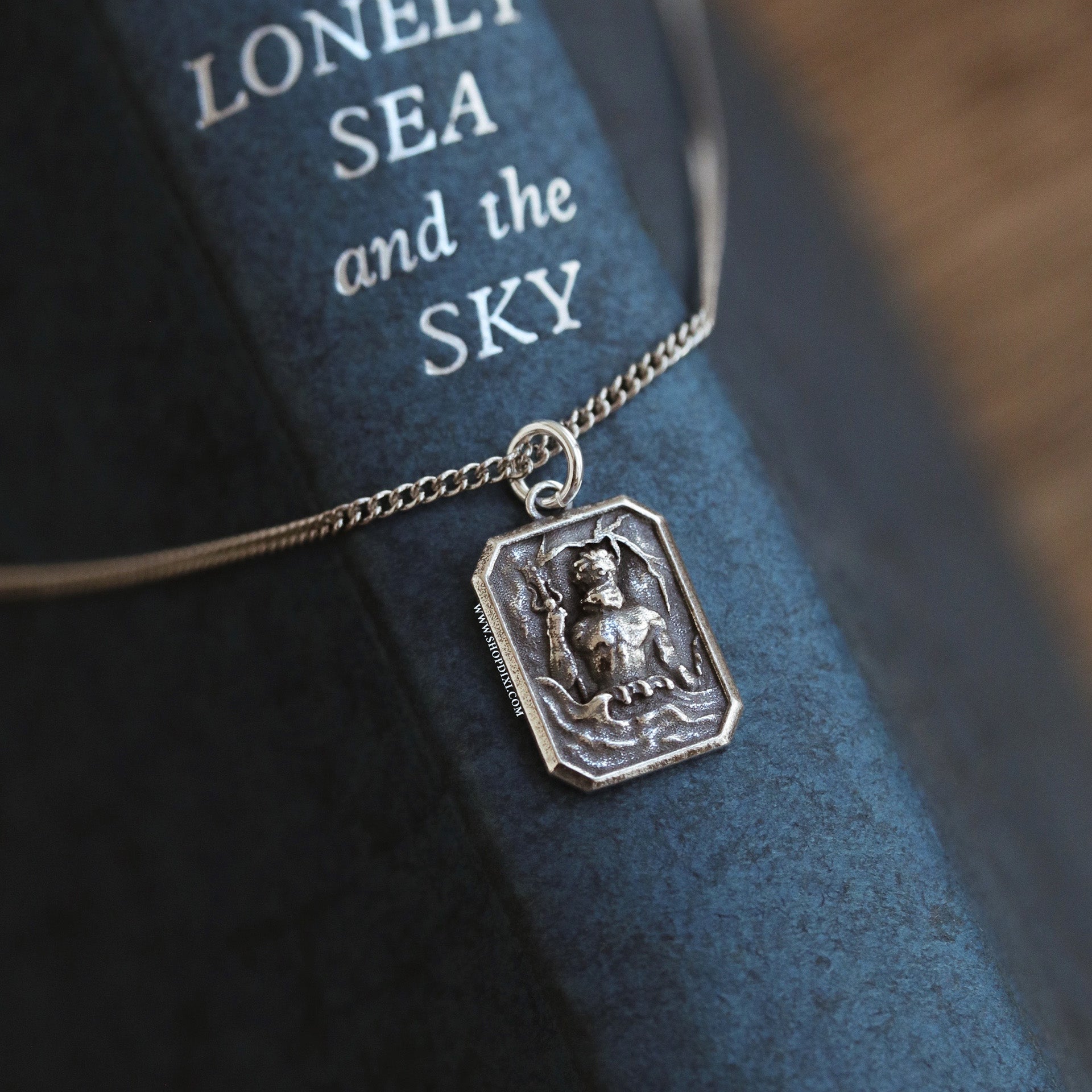 Poseidon Ocean Pendant | Antiqued Sterling Silver Mythology Jewelry ...